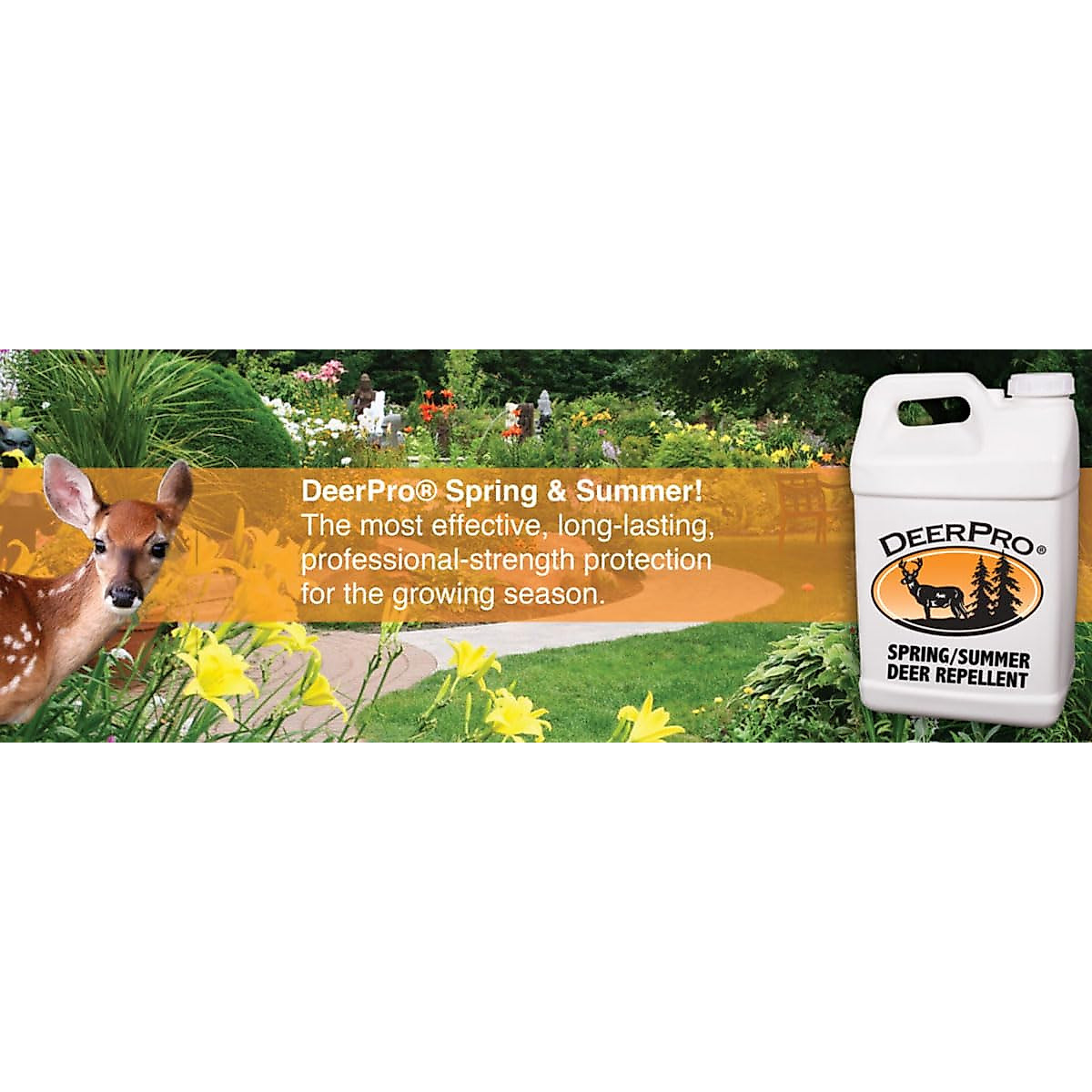 DeerPro Spring/Summer Animal Repellent - 2.5 Gallon Concentrate. Makes 20 Gallons of Solution | Easy to Use Deer Repellent Spray | Provides Plant Protection