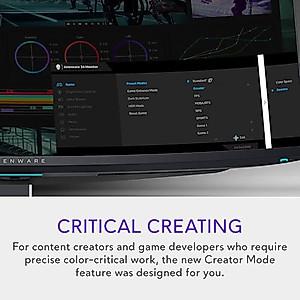 Alienware AW3423DW Curved Gaming Monitor 34.18 inch Quantom Dot-OLED 1800R Display, 3440x1440 Pixels at 175Hz, True 0.1ms Gray-to-Gray, 1M:1 Contrast Ratio, 1.07 Billions Colors - Lunar Light