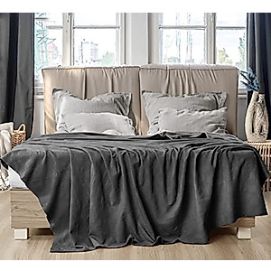 Utopia Bedding 100% Cotton Blanket (Queen Size - 90x90 Inches) 350GSM Lightweight Thermal Blanket, Soft Breathable Blanket for All Seasons (Smoke Gray)