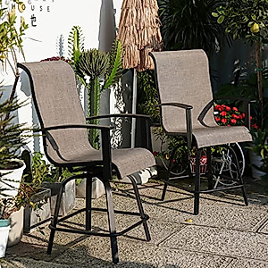 Grand patio Outdoor Counter Height Patiol Stools Set of 6, All-Weather Swivel Bar Chairs for Balcony, Poolside, Backyard, Garden (Coffee, 6PC)