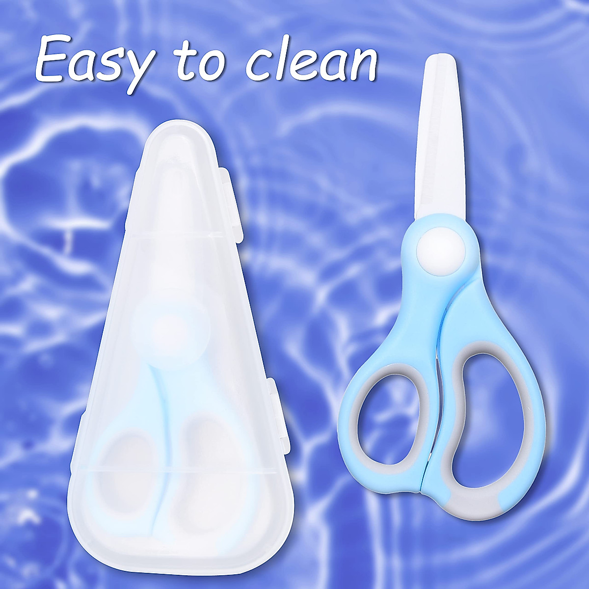 Kare & Kind Ceramic Baby Food Scissors - Blue - With Dust Cover and Storage Case - Cut Baby Food Easily - Ideal for Noodles, Meat, Chicken, Veggies and Fruits (Blue - 1 Pack)