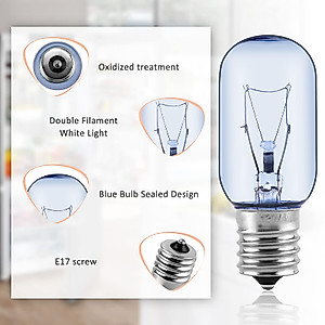 PANDEELS 2 Pack 297048600 241552802 Refrigerator Light Bulb E17 40W Fit for Frigidiare Kemnore Electorlux Fridge Freezer - Replaces 7297048600, 1056577, AP3770086, PS976993, EAP976993,Soft White