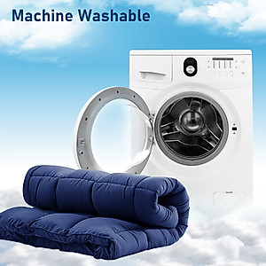 BedLuxury Full XL Mattress Topper Extra Thick Cooling Mattress Cover Pad for Back Pain Quilted Pillow Top Protector Plush Soft with 8-21 Inch Deep Pocket - Navy Blue