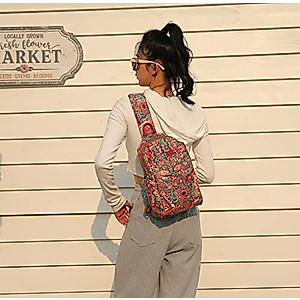 Women's Floral Sling Bag Crossbody Bag Shoulder Bag Pretty Backpack Purse for Women XB-19 (HS)