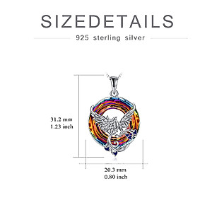 WINNICACA Sterling Silver Phoenix Necklace for Women Phoenix Jewelry Volcanic Crystal Pendant Phoenix Christmas Gifts for Phoenix Lover Birthday Gifts