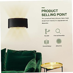 DOITOOL 3pcs Curved Wall Light Outdoor LED Wall Pack Lights Outdoor LED Outdoor Lights LED Modern Indoor Wall Sconce LED Light Fixture Wall Light Fixtures Double Head Lamps Wall Lamp Black