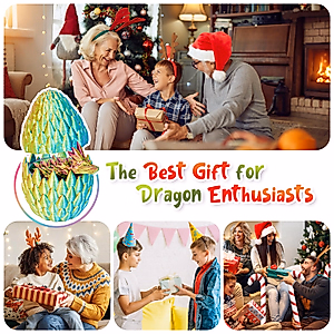 SHUWND 4PCS Easter 3D Printed Dragon Eggs with Dragon Inside,Easter Basket Stuffers,Easter Basket Essentials,Prefilled Mini Eggs Articulated Crystal Dragon Fidget Toys,Mystery 3D Printed Animals Set