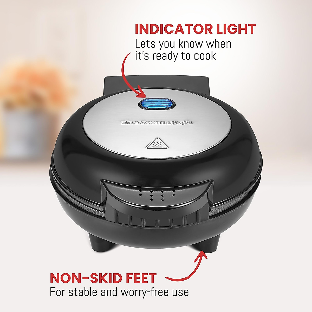 Elite Gourmet EOM123 Non-Stick Omelet, Frittata, Snack Pocket Maker, Dessert Maker, 2 Individual 5.6" Omelets, Stainless Steel