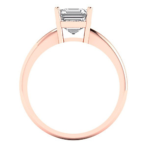 Clara Pucci 1.50 ct Asscher Cut Solitaire Stunning Lab Created White Sapphire Bridal Designer Anniversary Engagement Ring 14k Rose Gold 7