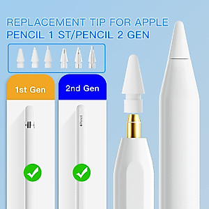 Qreninv Replacement Tips for Apple Pencil 1st/2nd Gen - Metal Pen Nibs, Precise Control, Wear-Resistant Tips(White-6pack)