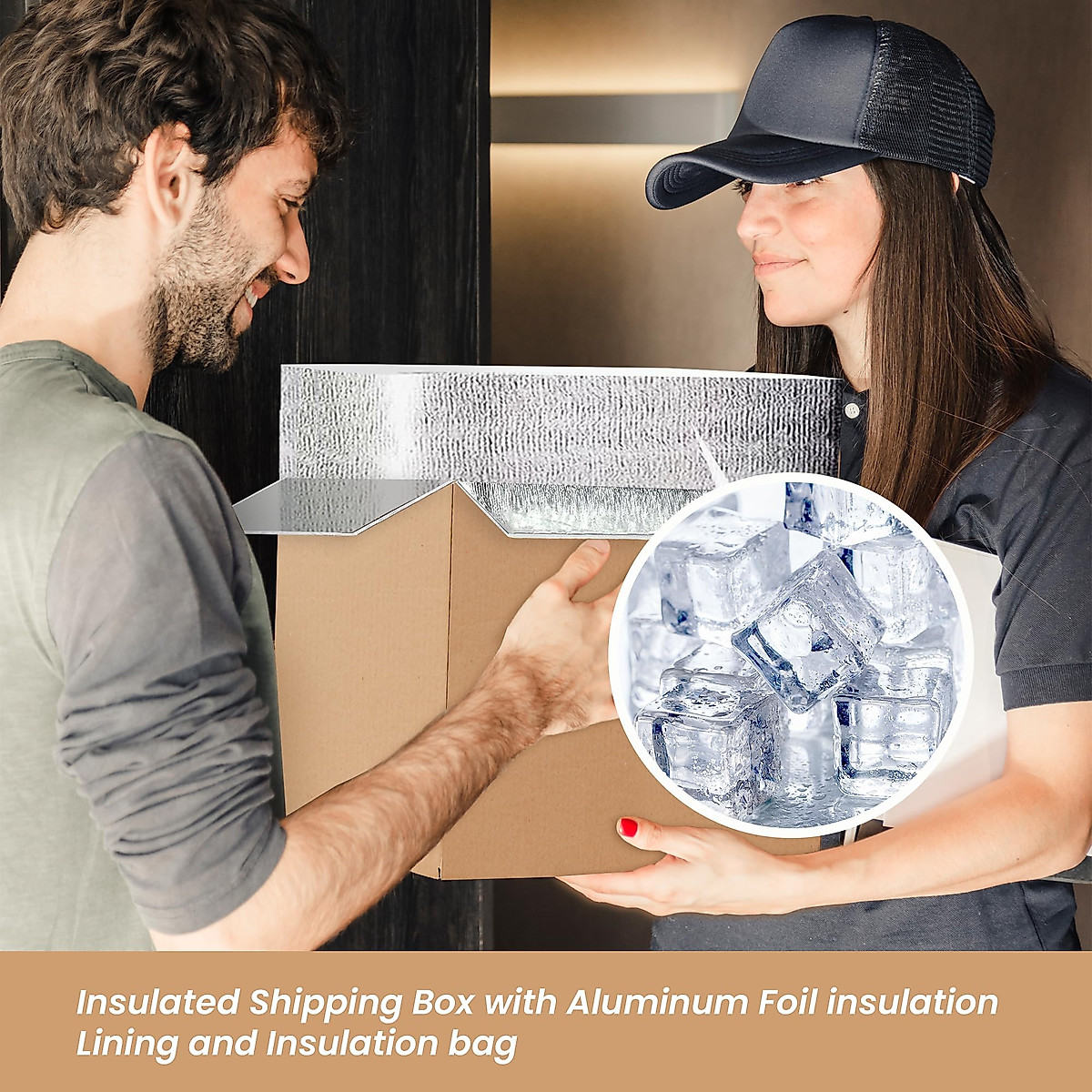 YSSOA Thermo Chill Double Insulated Carton with Foil Insulated Bag Liner, Small Mailing Box, Shipping Box for Mailing, Shipping, Packing, Moving,Box Inside Dimension 6’’x5’’x9’’, 2 Pack.