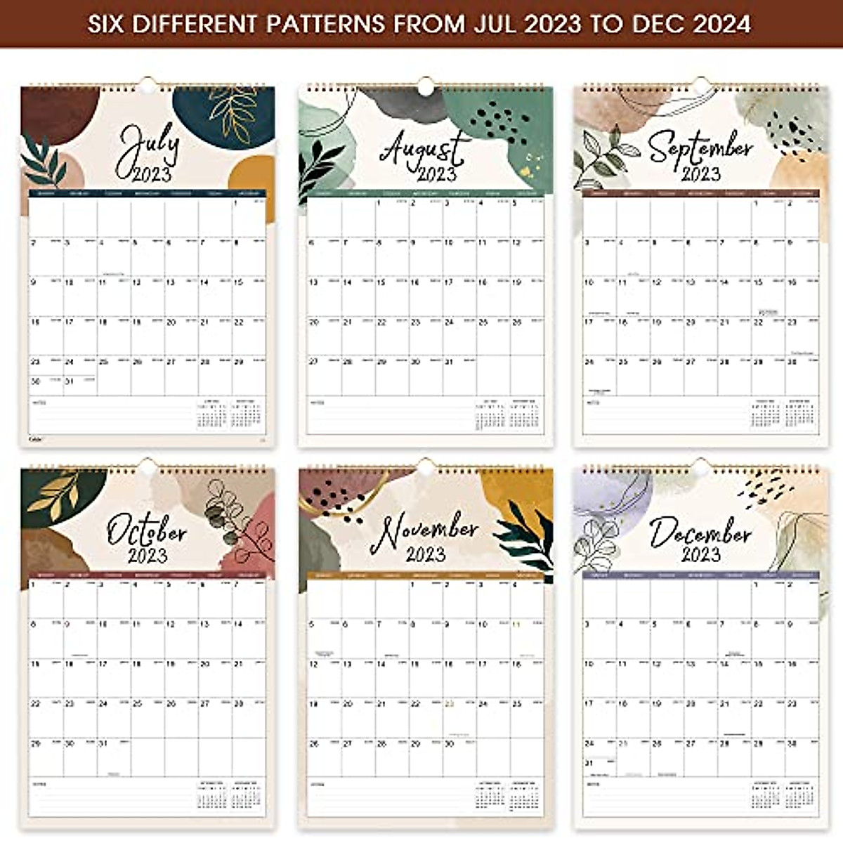 Calendar 2023-2024 - Aug. 2023 - Dec. 2024, 2023-2024 wall calendar with 18 Months, 17" x 12", Twin-Wire Binding + Hanging Hook + Large Blocks with Julian Dates, 2023-2024 Calendar for Organizing - Colorful Lump