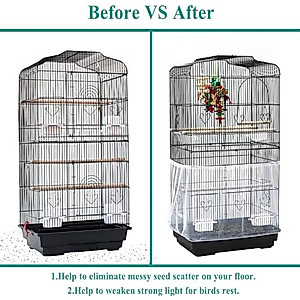 lustrioustoy Bird Cage Seed Catcher,Seed Catcher Guard Net Cover,Parrot Nylon Mesh Net Cover,Soft Airy Cage Net Stretchy Skirt for Round Square Cages (White, 90 x 15.7 Inch)