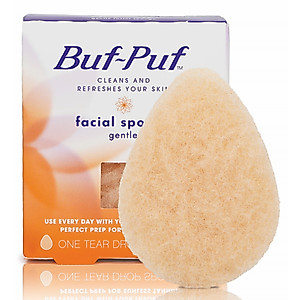 Buf-Puf Gentle Facial Sponge, Dermatologist Developed, Removes Deep Down Dirt & Makeup That Causes Breakouts and Blackheads, Reusable, Exfoliating, 1 Count