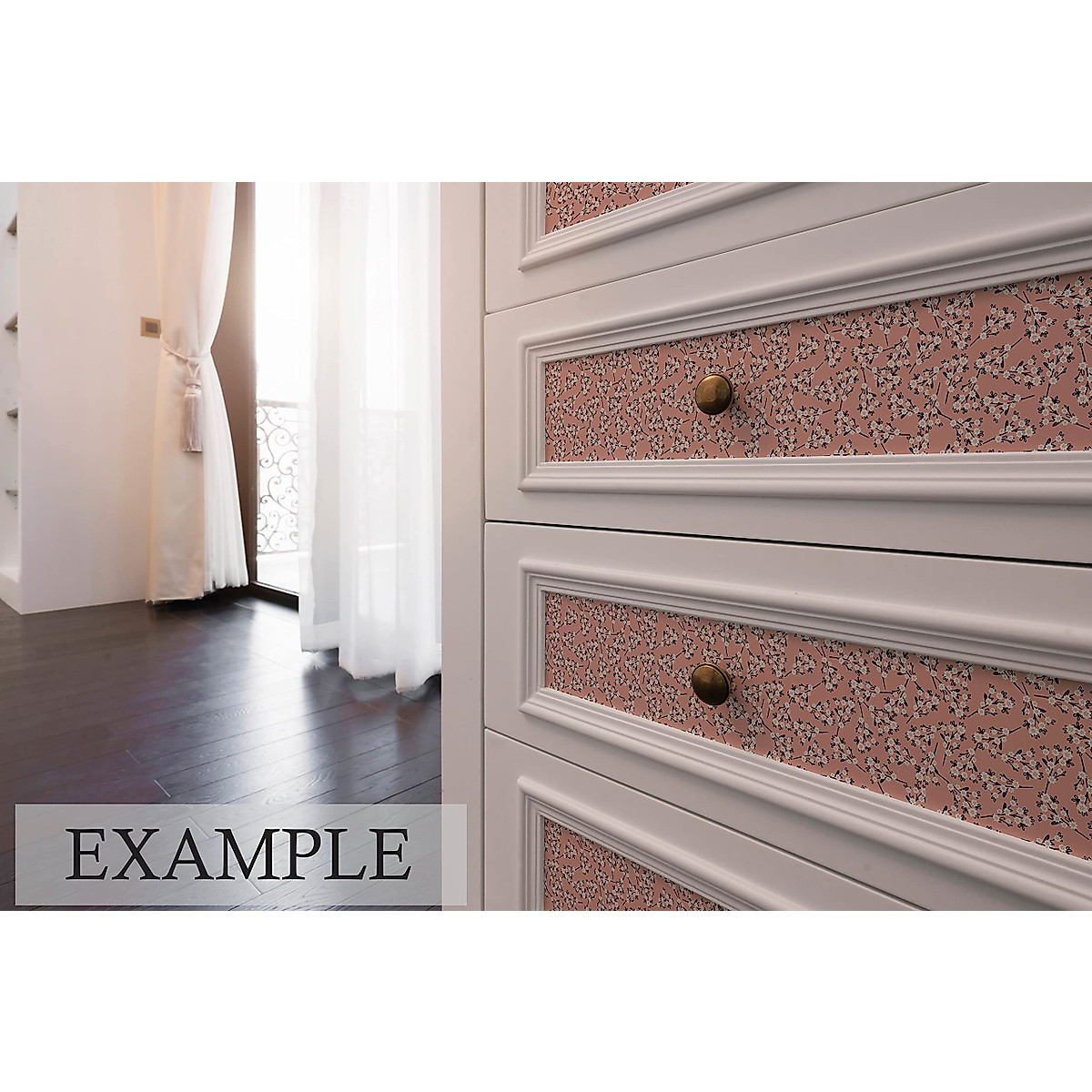 Black White Floral Contact Paper | Shelf Liner | Drawer Liner | Peel and Stick Paper 954 24in x 72in (6ft)