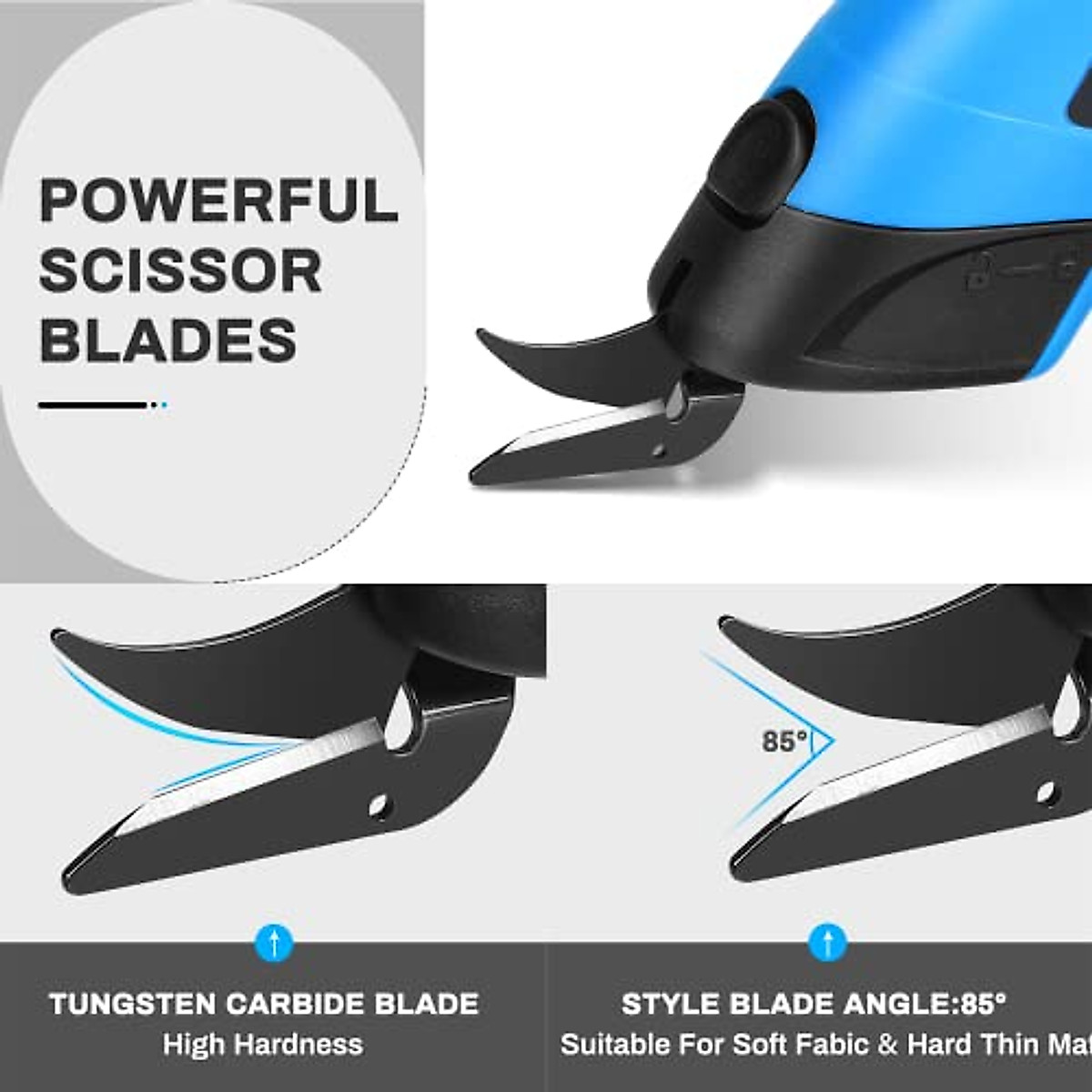 Ideashop Electric Scissors, 3.6V Cordless Electric Scissors, Electric Fabric Scissors with Replacement Cutting Blade, Rechargeable Electric Box Cutter for Cardboard, Craft, Fabric, Carpet, Leather