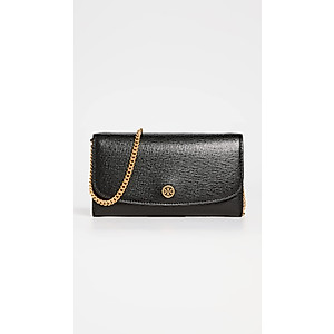 Tory Burch Women's Robinson Chain Wallet, Black, One Size