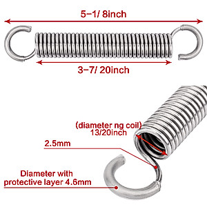 GNPADR 5-1/8" Recliner Sofa Chair Stainless Steel Spring Replacement Mechanism Tension Spring/Silver