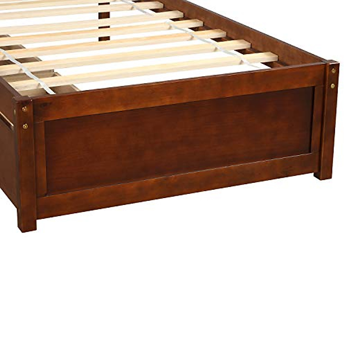 BIADNBZ Twin Size Platform Bed with Two Storage Drawers and Headboard, Wood Bedframe for Kids Teens, Wooden Slats Support, No Box Spring Needed, Easy Assembly, Walnut