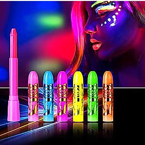 Glow in The Black Light Face Paint Crayons Kit, UV Black Light Makeup Neon Face and Body Paint Sticks Markers for Mardi Gras Halloween Masquerades Makeup