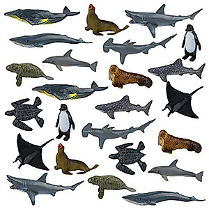 Winsenpro Bath Toys,24PCS Sea Animal with Inflatable Water Mat for Party Birthday Gifts,Realistic Sea Ocean Animals Creature Play Set for Boys Girls (24PCS Sea Animals)