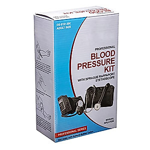 NOVAMEDIC NM-9170-BK Professional Aneroid Sphygmomanometer Blood Pressure Machine and Stethoscope Set, Universal Adult Size Cuff Arm, Manual Emergency BP Monitor Kit with Carrying Case, Black