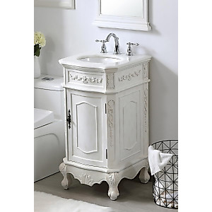 ELEGANT LIGHTING 19 inch Single Bathroom Vanity in Antique White with Ivory White Engineered Marble
