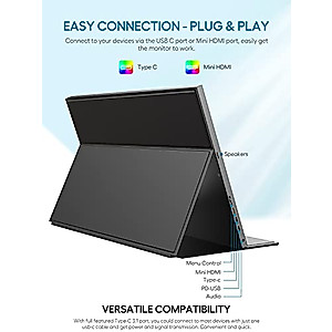 UPERFECT Portable Monitor 17.3’’ 1080P, Frameless Portable Screen IPS HDR Eyecare USB C Gaming Monitor 1920X1080 with VESA, Ultra-Wide & Lightweight Extended Monitor
