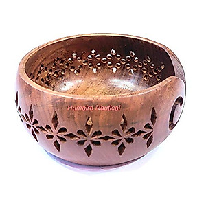 Humaira Nauticals Vintage Rosewood Handmade Wooden Yarn Bowl | Knitting Bowls | Crochet 6"x 3"