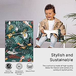 UKJE Cushion Compatible with Stokke Tripp Trapp - Soft Seat Cushion for Infants, Babies & Toddlers, High Chair Accessories, Cotton Fabric Insert, Easy to Install, Handmade in Europe (Green Monkey)