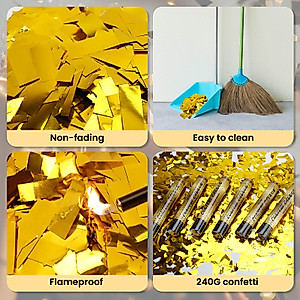 TKE OMNI 12 Inch Confetti Cannons (6 Pack) – Gold Mylar Confetti Poppers - Air Powered Party Poppers Confetti Shooters for Birthday, Wedding, Graduation, Christmas, New Year Celebrations