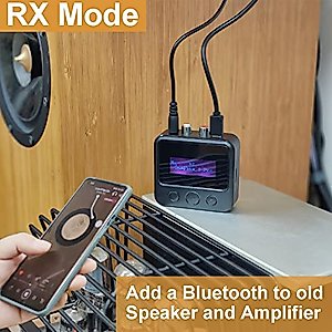 Bluetooth Transmitter, 2-in-1 Bluetooth Transmitter Receiver with LCD Screen, Bluetooth 5.0 Audio Adapter, TF Card Plug-play, Support 3.5mm AUX, RCA, for TV/PC/Car/MP3/CD Player/Speaker/Headset (C39S)