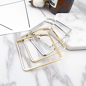 Yukhins Women Girls Stainless Steel Hoop Geometric Square Hook Simple Fashion Earrings（SquareGold）