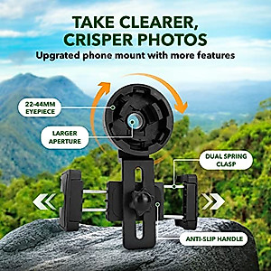 STARSCOPE Adjustable Phone Scope Mount - Telescope Phone Adapter Fits Most Phones (Max 110mm) | Easy-Adjust, Universal Spotting Scope Phone Adapter | Phone Attachment for Binoculars and Monoculars
