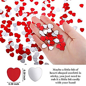 3000 Pieces Glitter Heart Paper Confetti Table Confetti Heart Sequins Confetti for Wedding Engagement Decor Valentine's Day Table Scatter Party Decorations (Red, Rose Gold, Silver)