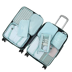 Treonca 8 Piece Packing Cubes for Luggage, Suitcase Cube Organizer,Lightweight Mesh Zipper, Clothes, Shoes, Luggage Organizer (beige)