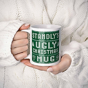 Standly Name Christmas Gift. Personalized Ugly Christmas Sweater Coffee Mug. Funny Custom Xmas Gift, Stocking Stuffer For Friends, Coworkers And Person Who Has Everything. 11 Ounces.