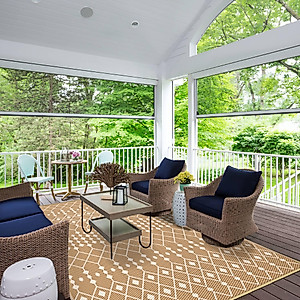 GENIMO Rug for Patio Clearance, 5'x8' Waterproof Reversible Outside Carpet for Outdoor Decor, Area Boho Plastic Straw Mat for RV, Deck, Camping, Camper,Brown & Beige