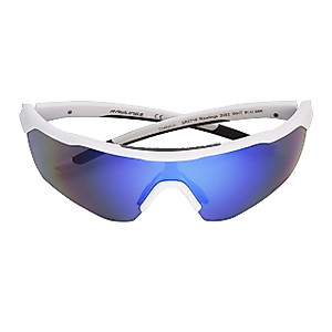 Rawlings Strike Ready Shield Sport Sunglasses for Men, Shiny White/Blue Mirror, 68mm