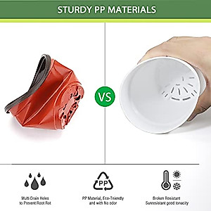 Olisx 12 Pack 4 inch Plastic Planters, Seedlings Plant Nursery Pots with Drainage Holes and Saucers for Plants Flowers Succulent and All House Plants, White