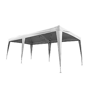 Polar Aurora 10' X 20' Easy Pop up Canopy Party Tent Outdoor Patio Wedding Party Tent Folding Waterproof w/ 4 Removable Sidewalls and Portable Bag - White