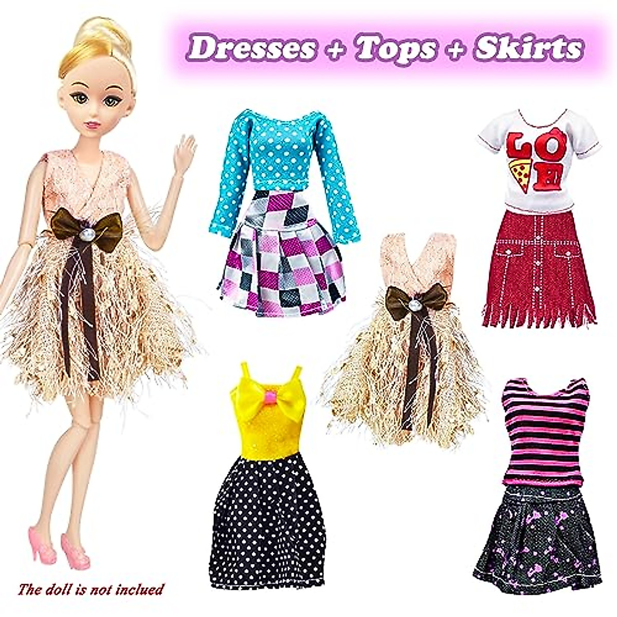 Doll Clothes for 11.5 Inch Girl Doll 20 Pcs Casual Wear Clothes and Doll Accessories with 10 Pairs Shoes +10 Fashion Doll Dresses