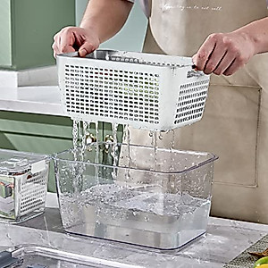 Fresh Produce Saver Containers with Herb Keeper and Air Vent Lids - Keep Fruits, Vegetables, Lettuce, Berries, and Salad Fresh in the Fridge - Removable Colander and Kitchen Organization Solutions
