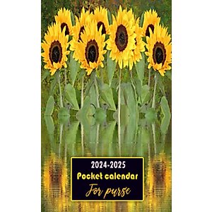 2024-2025 Pocket Calendar for Purse: Sunflower Small Size 4 x 6.5 - 2 Years Monthly Planner / from January 2024 to December 2025: each month/ 2 pages ... Pages, Contacts, Pasword Log, Holiday ...