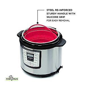 Fox Run Collapsible Silicone Steamer Basket Insert for Instant Pot, 6-Quart, Red