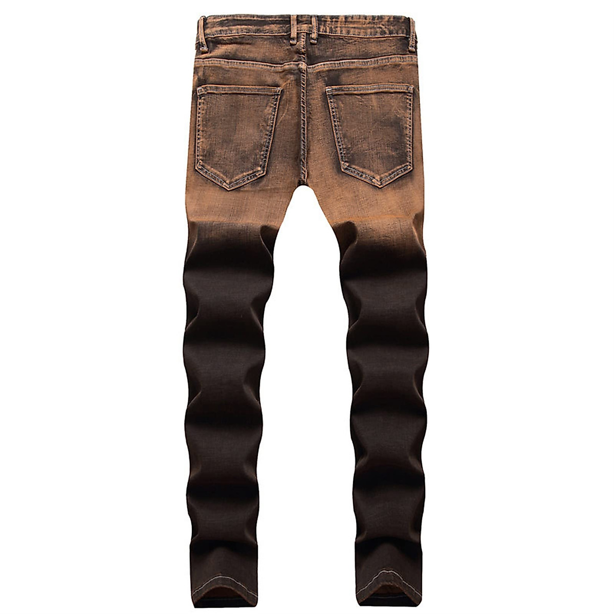 Men's Retro Tied Dyed Jeans Ripped Stretch Printed Slim Fit Denim Pants Vintage Straight Washed Distressed Jean (Orange,34)