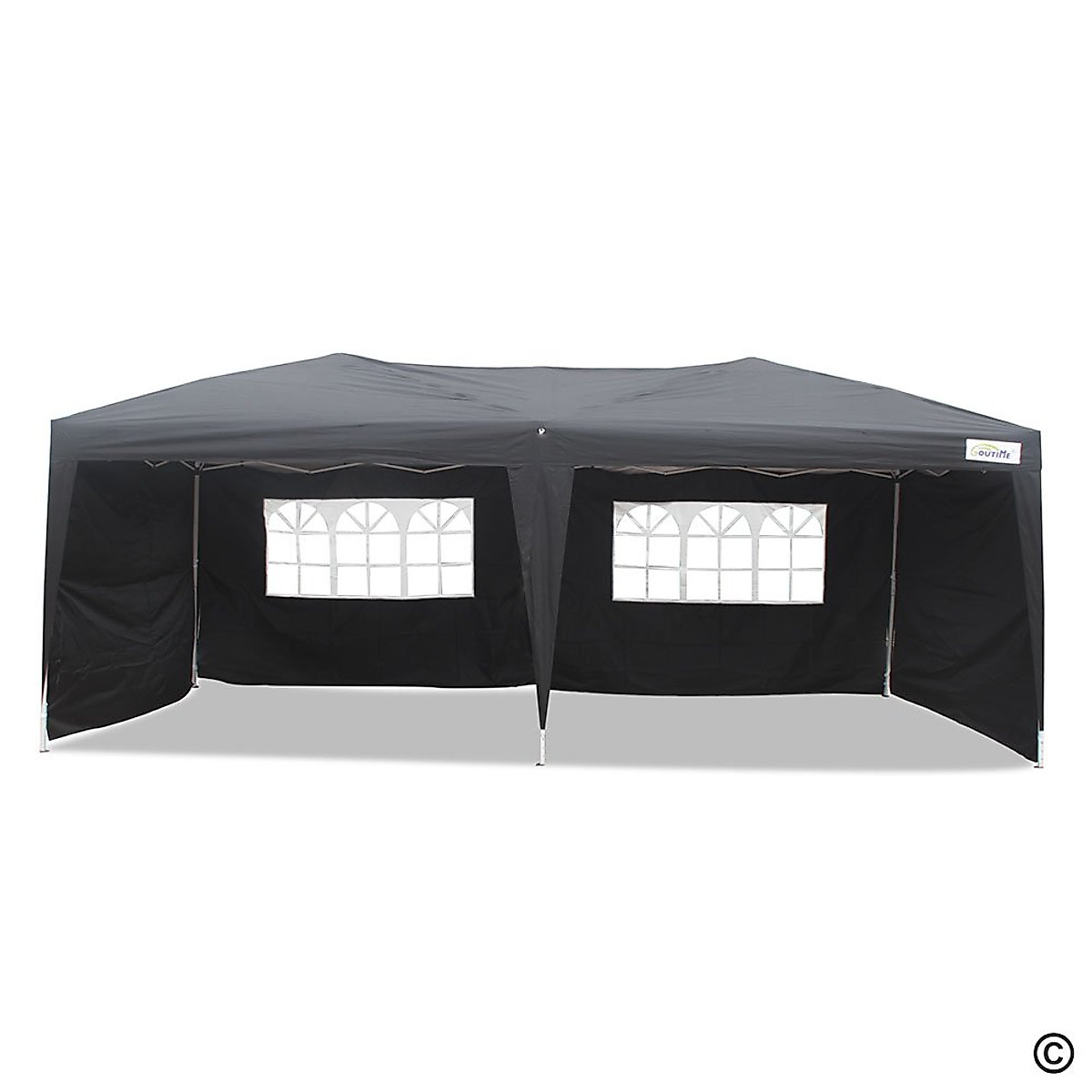 Goutime Black Canopy, Party Tent 10x20, Ez Pop up Canopy with Removable Sidewalls and Wheeled Bag,Tents for Outdoor Parties