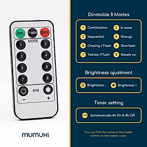 MUMUXI 33ft 100 LED Outdoor Fairy Lights, Timer Battery Operated Twinkle Lights with Remote [2 Pack], Christmas Outdoor String Lights Battery Operated, White Warm Outdoor Twinkle Lights Waterproof