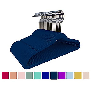 TQVAI 30 Pack Kid Velvet Clothes Hangers Non Slip Space Saver, Navy Blue