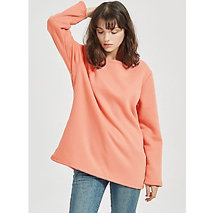 PEHMEA Women's Girls Warm Sherpa Lined Crewneck Pullovers Fleece Sweatshirt Tops (Watermelon Red, Small)